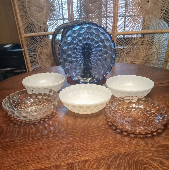 Anchor Hocking | Dining | Anchor Hocking Bubble Pattern Plate Bowls Lot ...